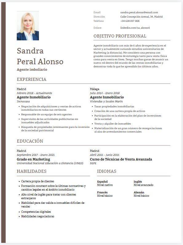 Modelo de currículum vitae profesional para cualquier empleo